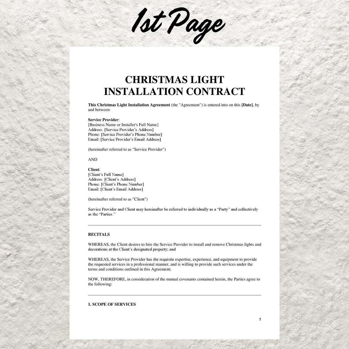 Christmas Light Installation Contract Template: Holiday Lighting ...