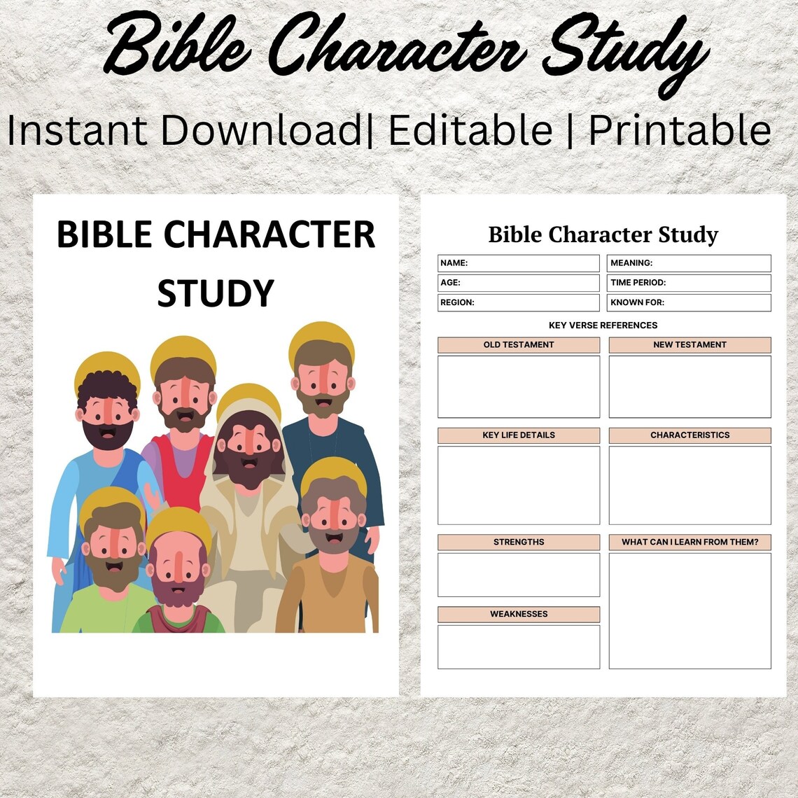 Bible Character Study Template Printable Bible Study Notes Christian ...