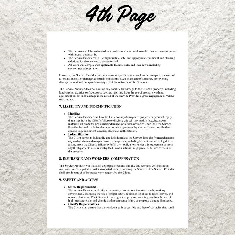 Pressure Washing Contract Template: Editable Service Agreement ...