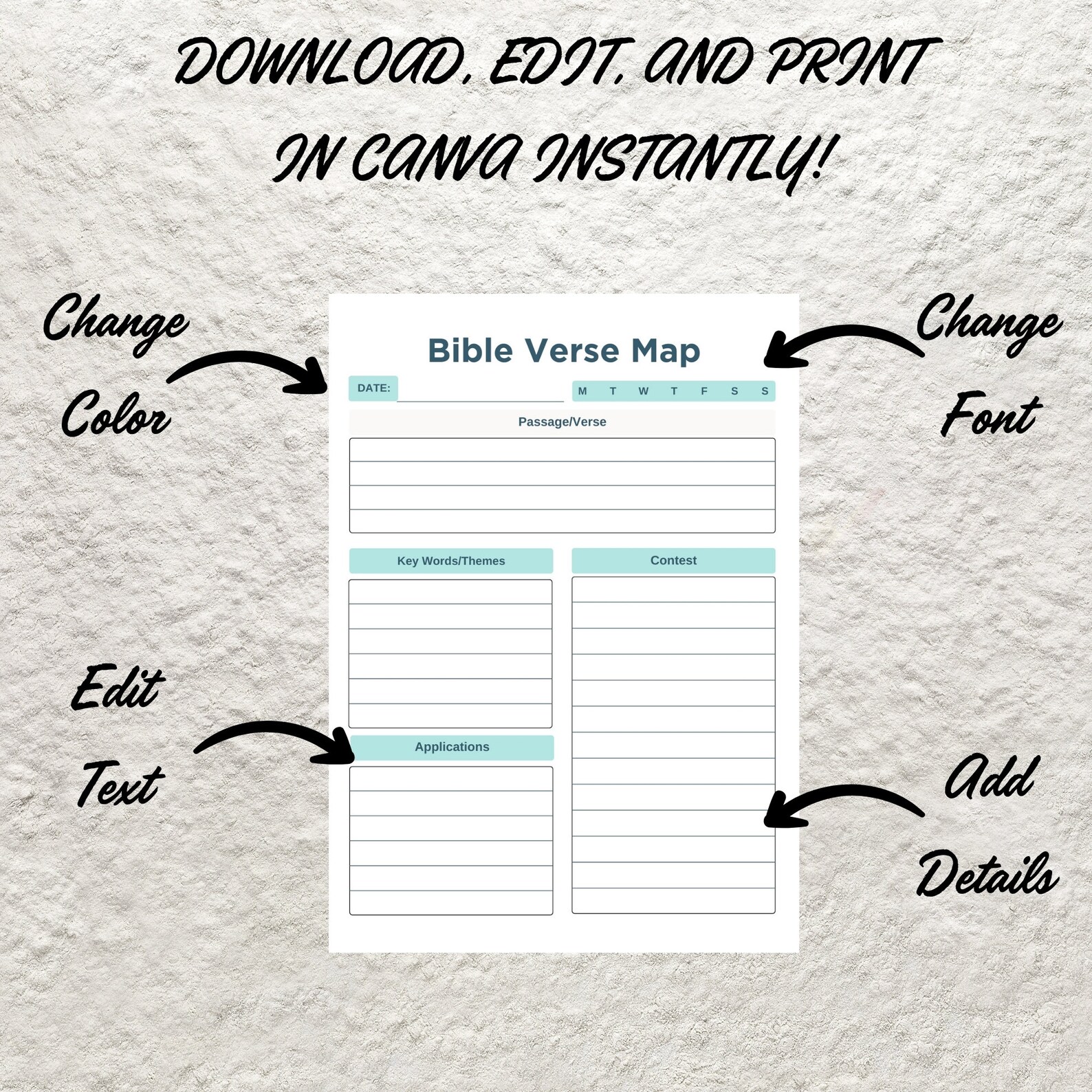 Bible Verse Mapping Template Printable Bible Study Scripture Journal ...