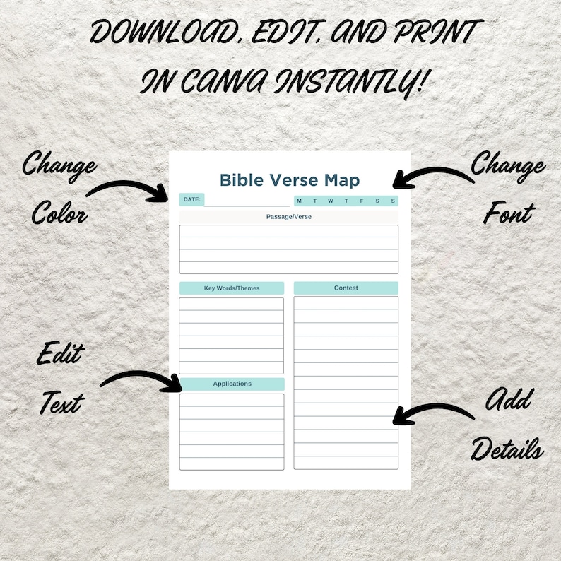Bible Verse Mapping Template Printable Bible Study Scripture Journal ...