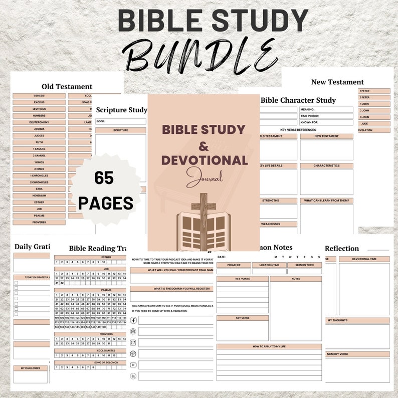 Bible Study & Devotional Journal Bundle Template Printable SOAP Digital ...