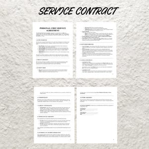 Personal Chef Contract Template Editable Personal Chef Service ...