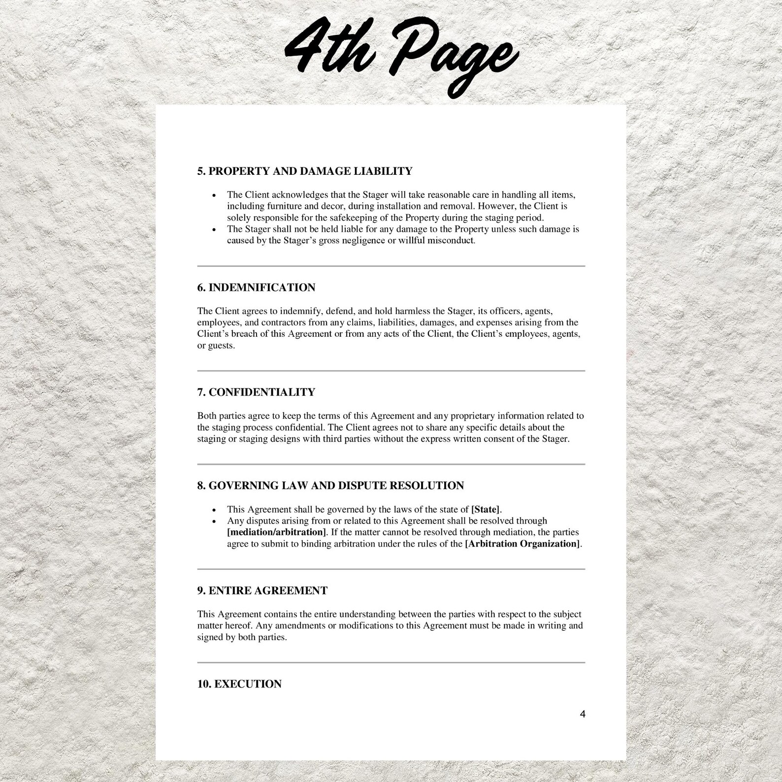 Home Staging Agreement Template Editable Home Staging Contract ...