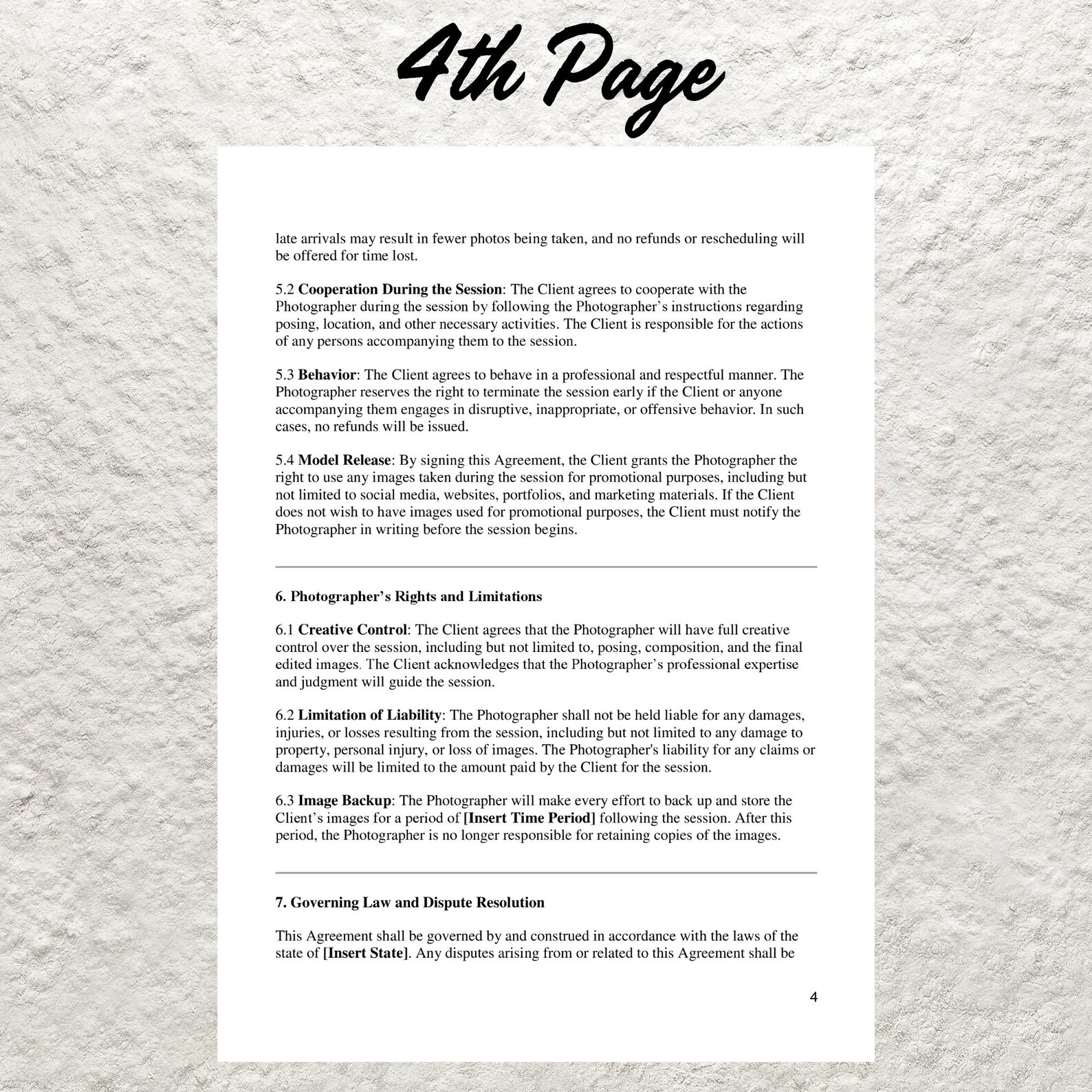 Mini Session Photography Contract Template: Editable Agreement (word ...