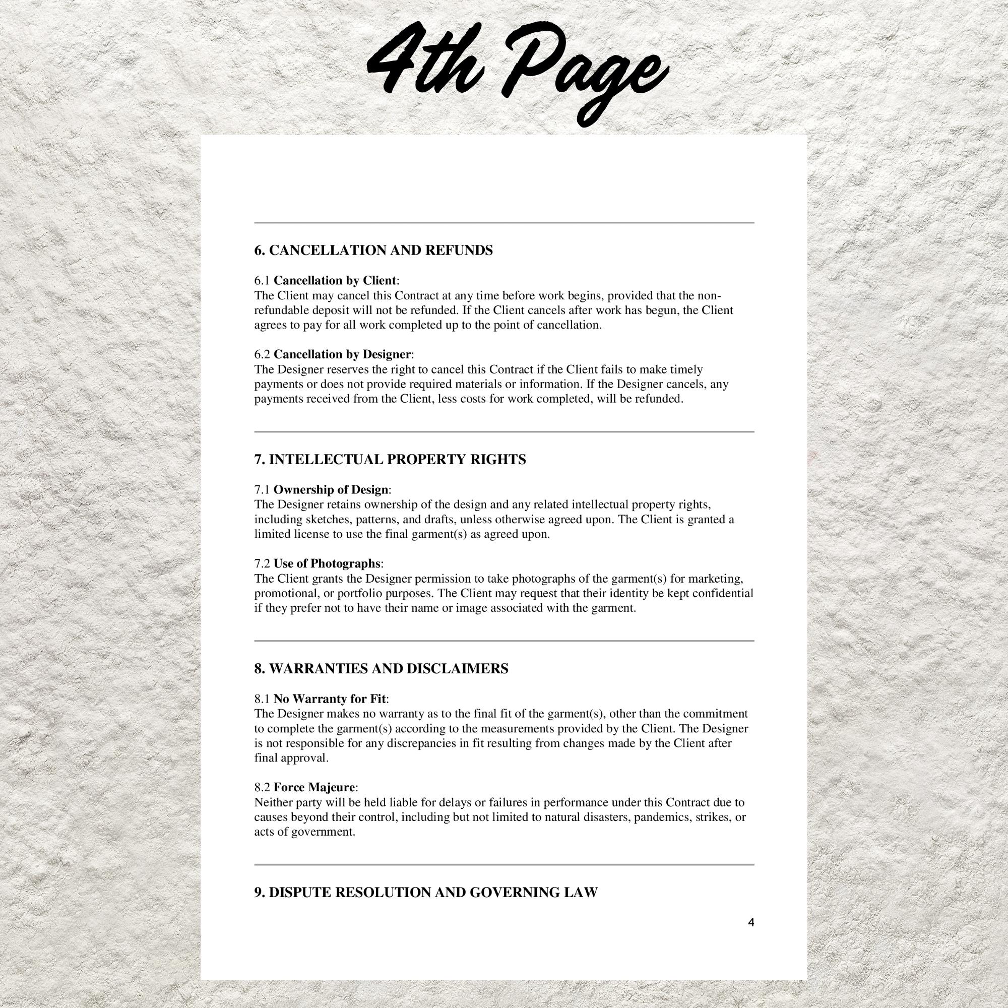 Custom Garment Contract Template Editable Tailor Made Clothing ...