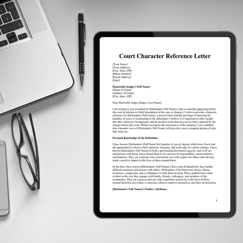 Editable Court Character Reference Letter Template (printable) - Etsy