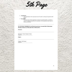 Professional Boxing Contract Template Editable Fighter’s Contract ...
