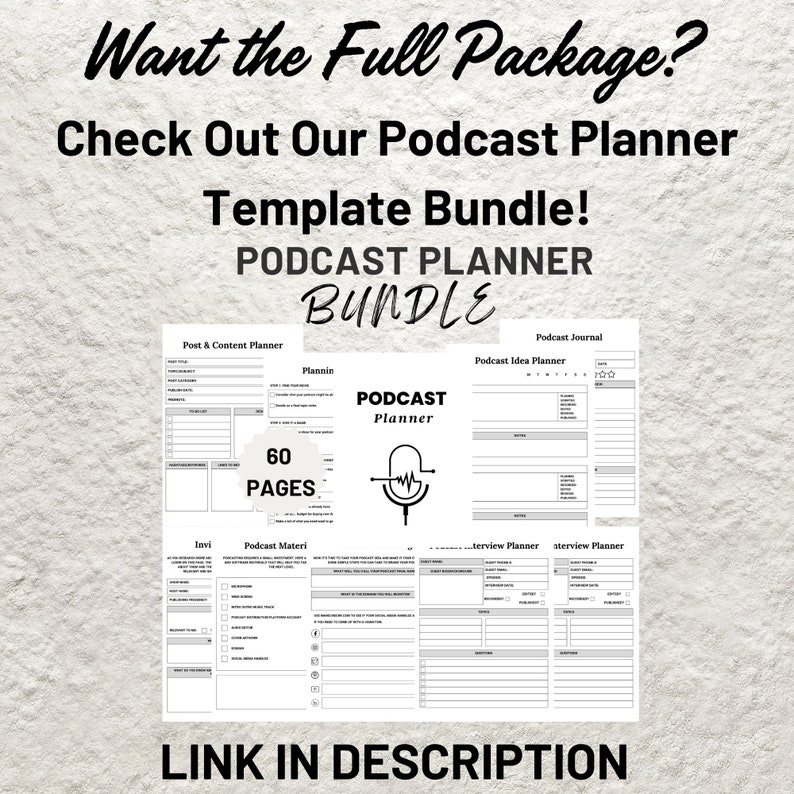 Printable Podcast Episode Planner Worksheet Template Podcast Content ...