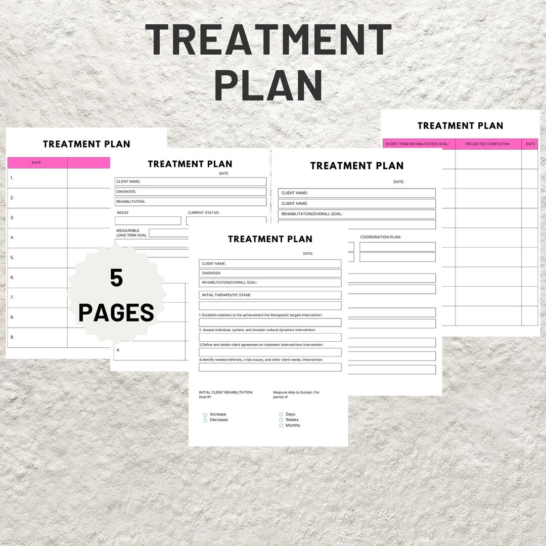Treatment Plan Template Printable Therapy Treatment Plan Goals and ...