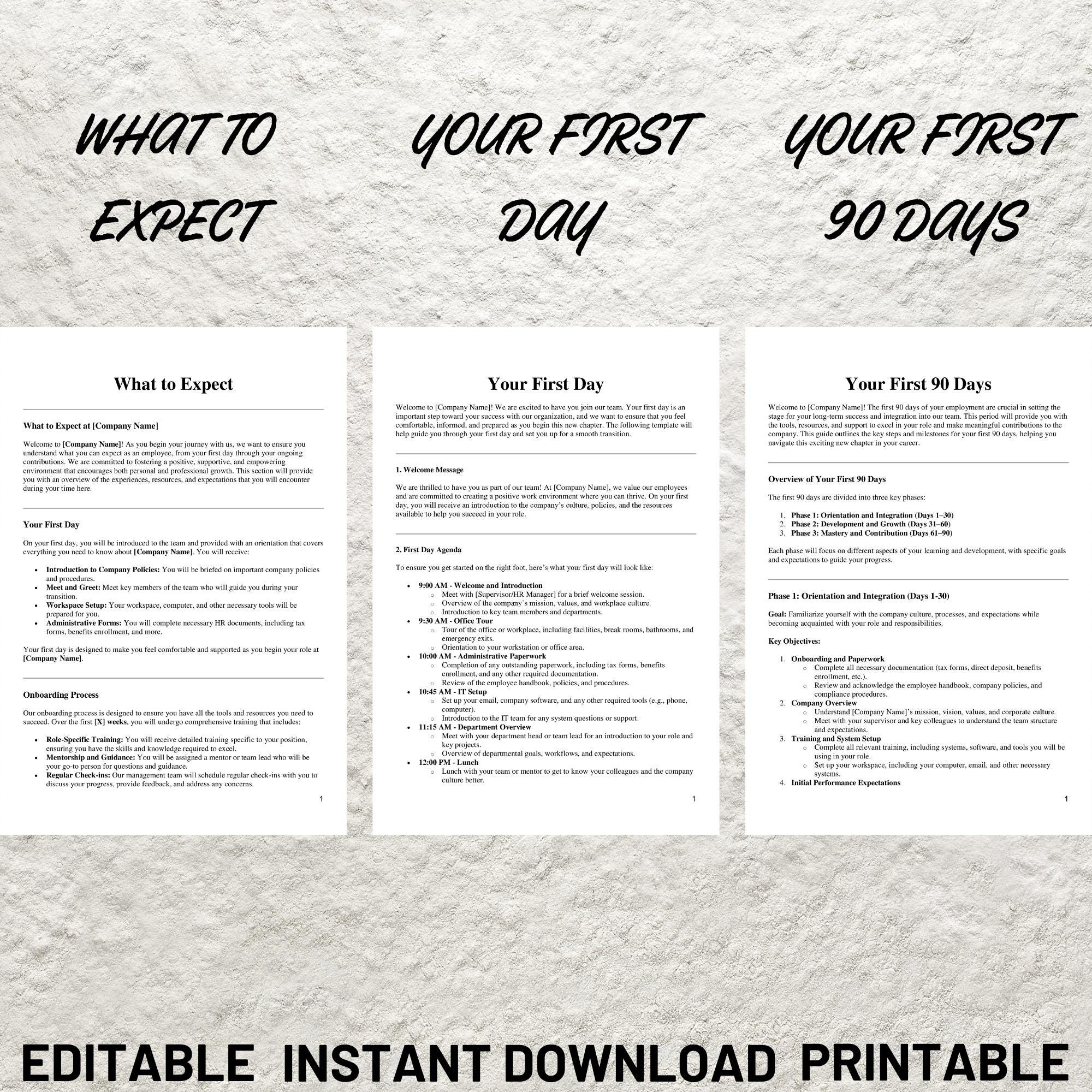 Editable Employee Handbook Template: New Hire Onboarding Guide (PDF ...