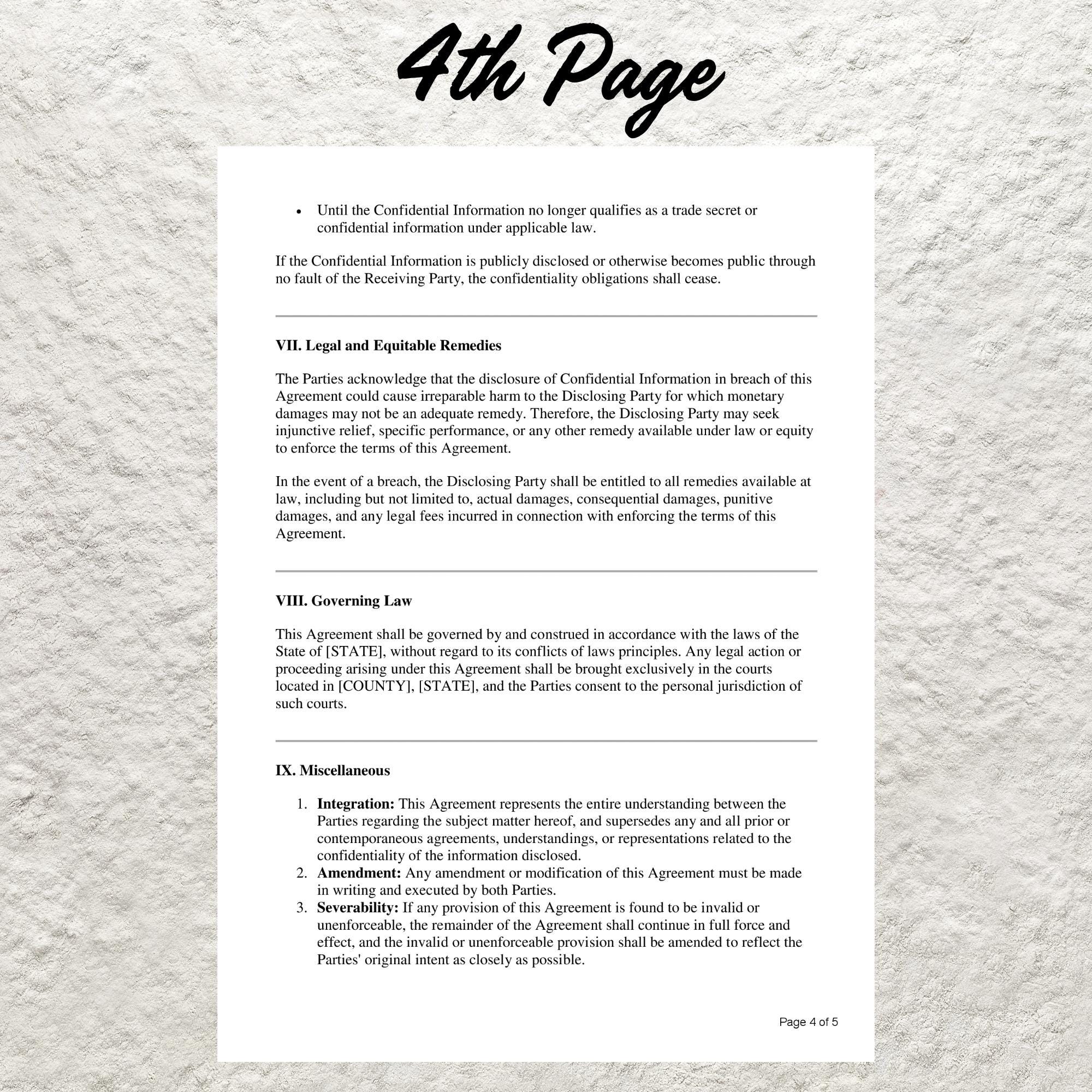 Editable Non-disclosure Agreement NDA Template (word Format) - Etsy