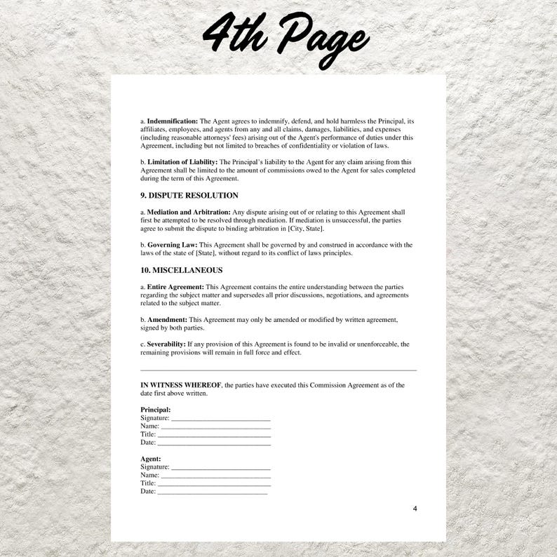 Editable Commission Agreement Template: Sales Contract (PDF Download ...