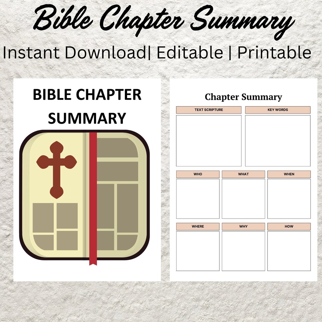 Bible Book Chapter Summary Template Printable Bible Study Guide Bible ...