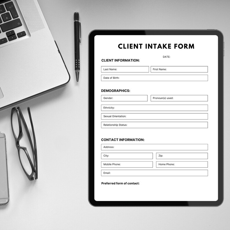 New Client Intake Sheet Form Canva Template Client Questionaire ...