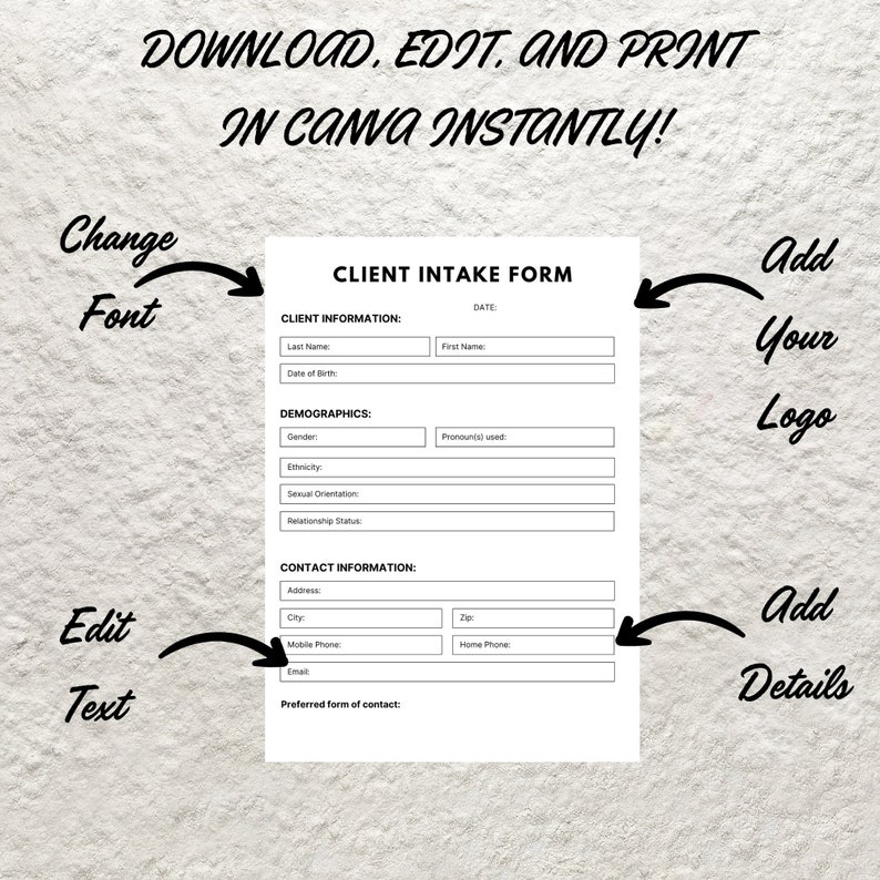 New Client Intake Sheet Form Canva Template Client Questionaire ... New Client Intake Sheet Form Canva Template Client Questionaire ...