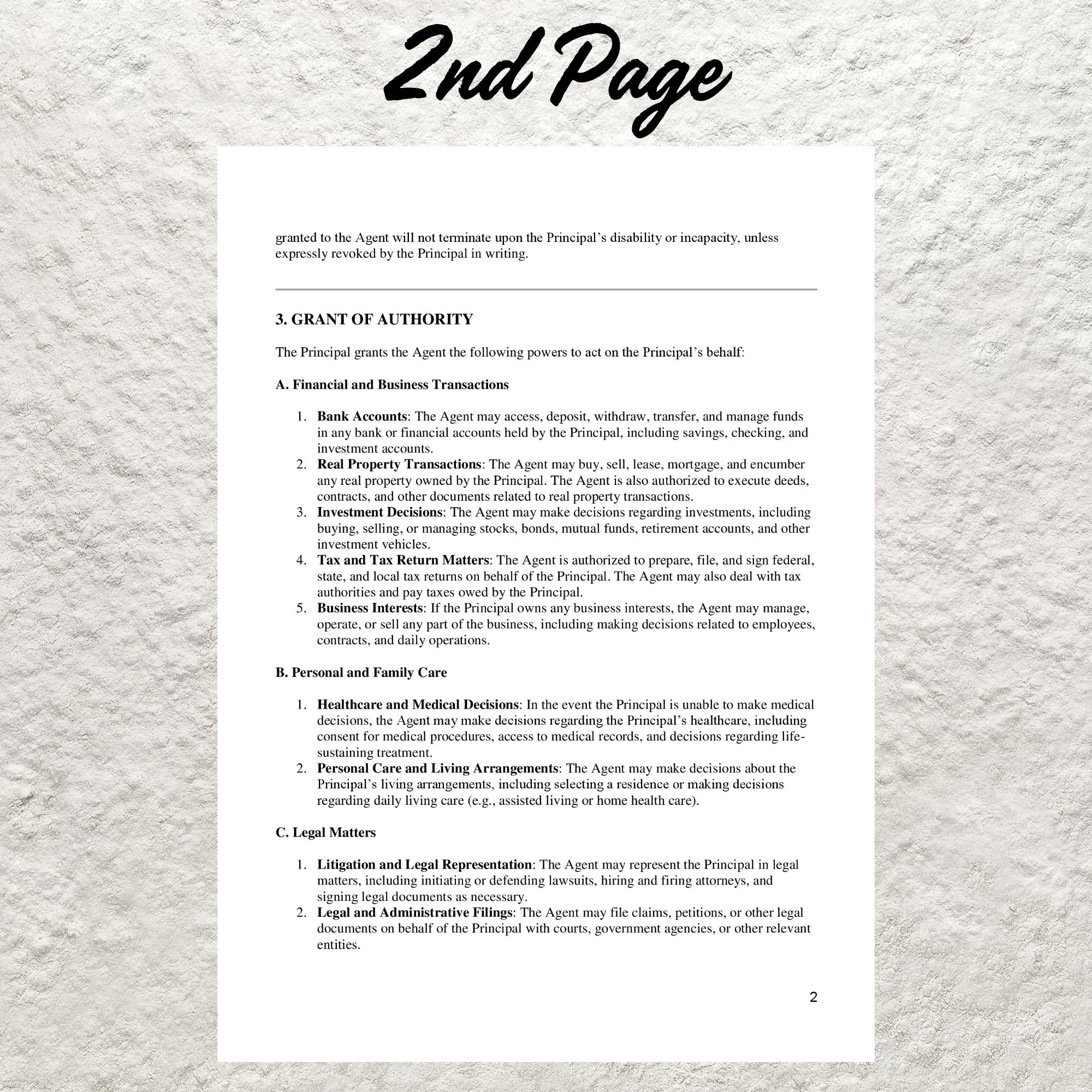 Editable Durable Power of Attorney Template (MS Word, Instant Download ...