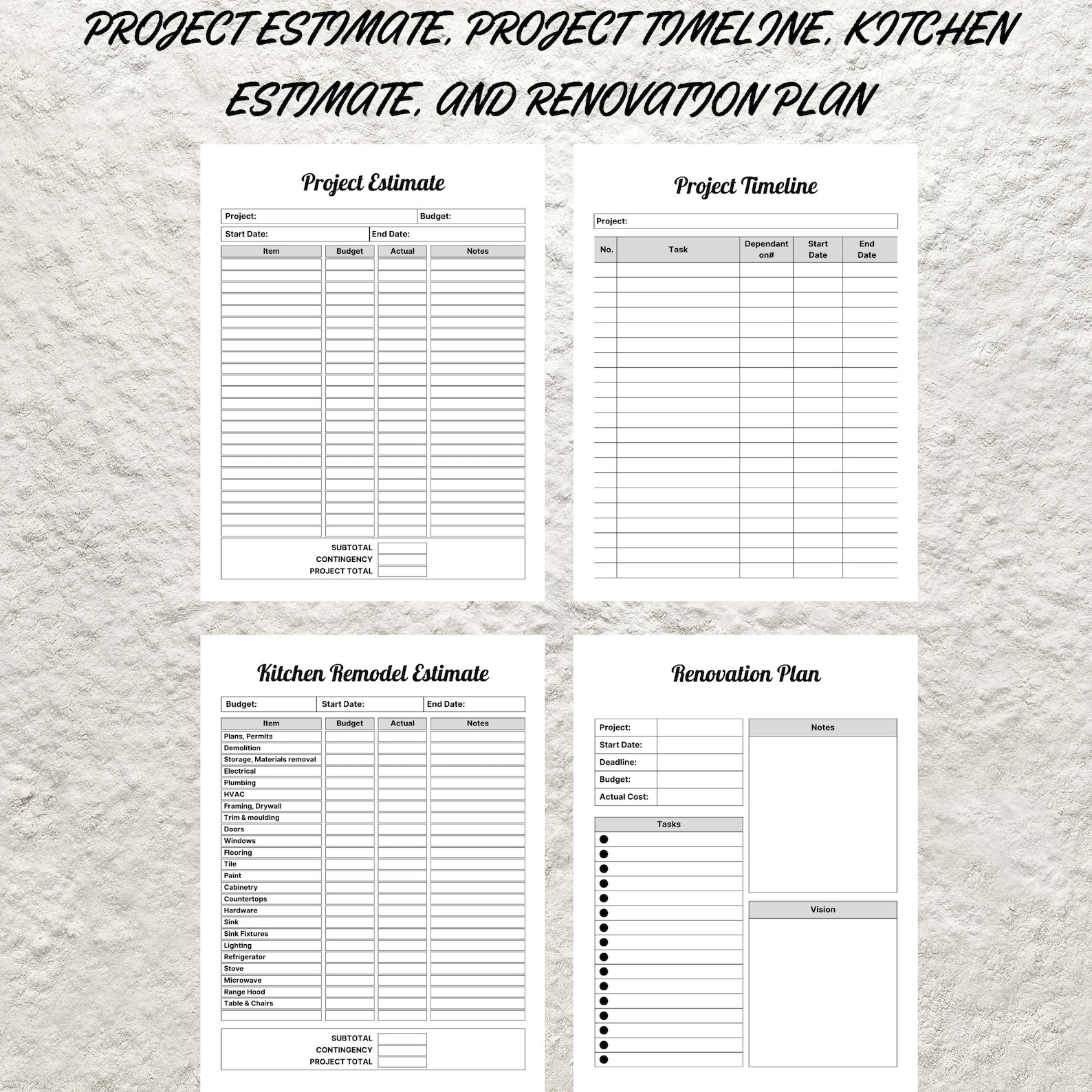 Construction Business Forms Template Bundle (printable) - Etsy