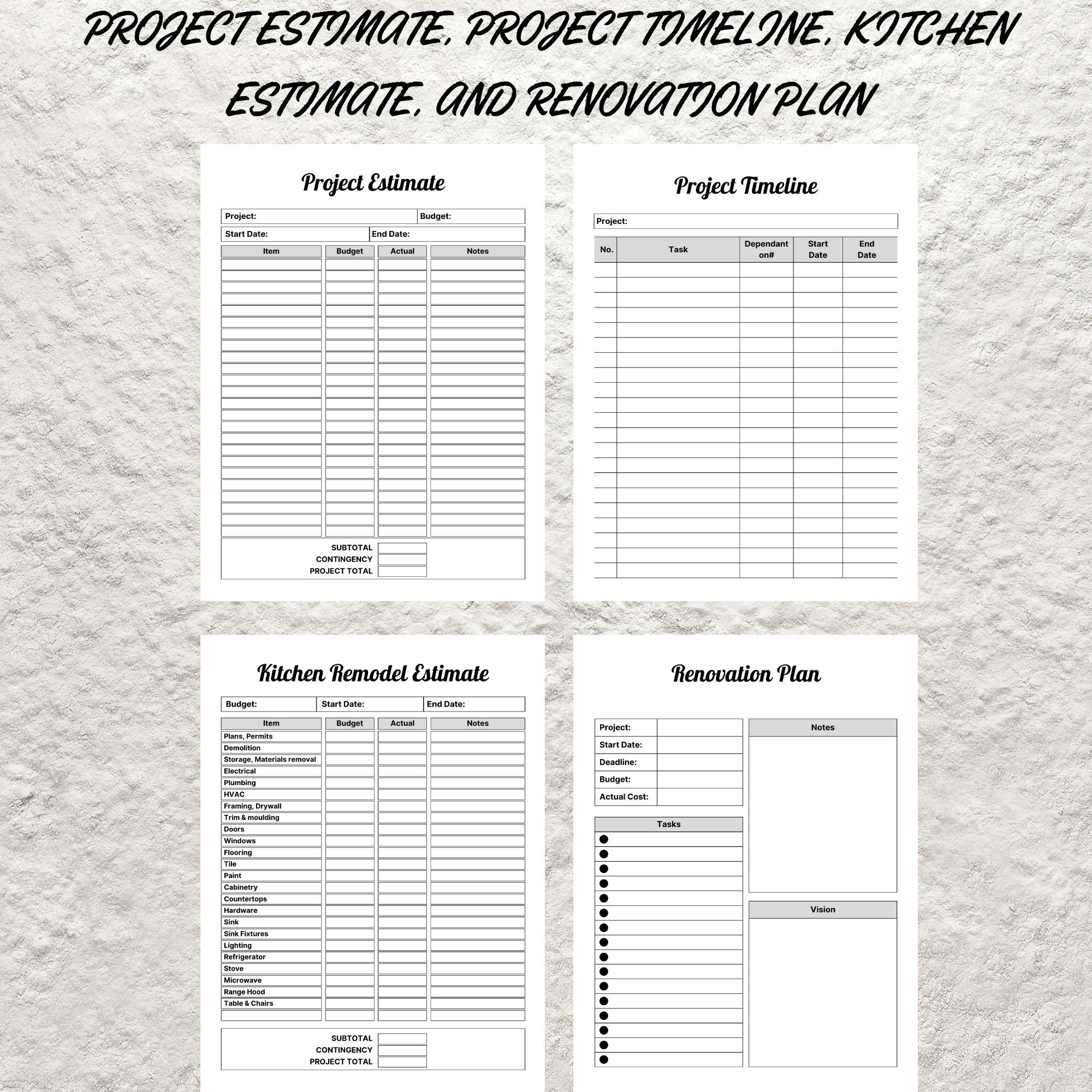Editable General Contractor Construction Business Forms Template Bundle ...
