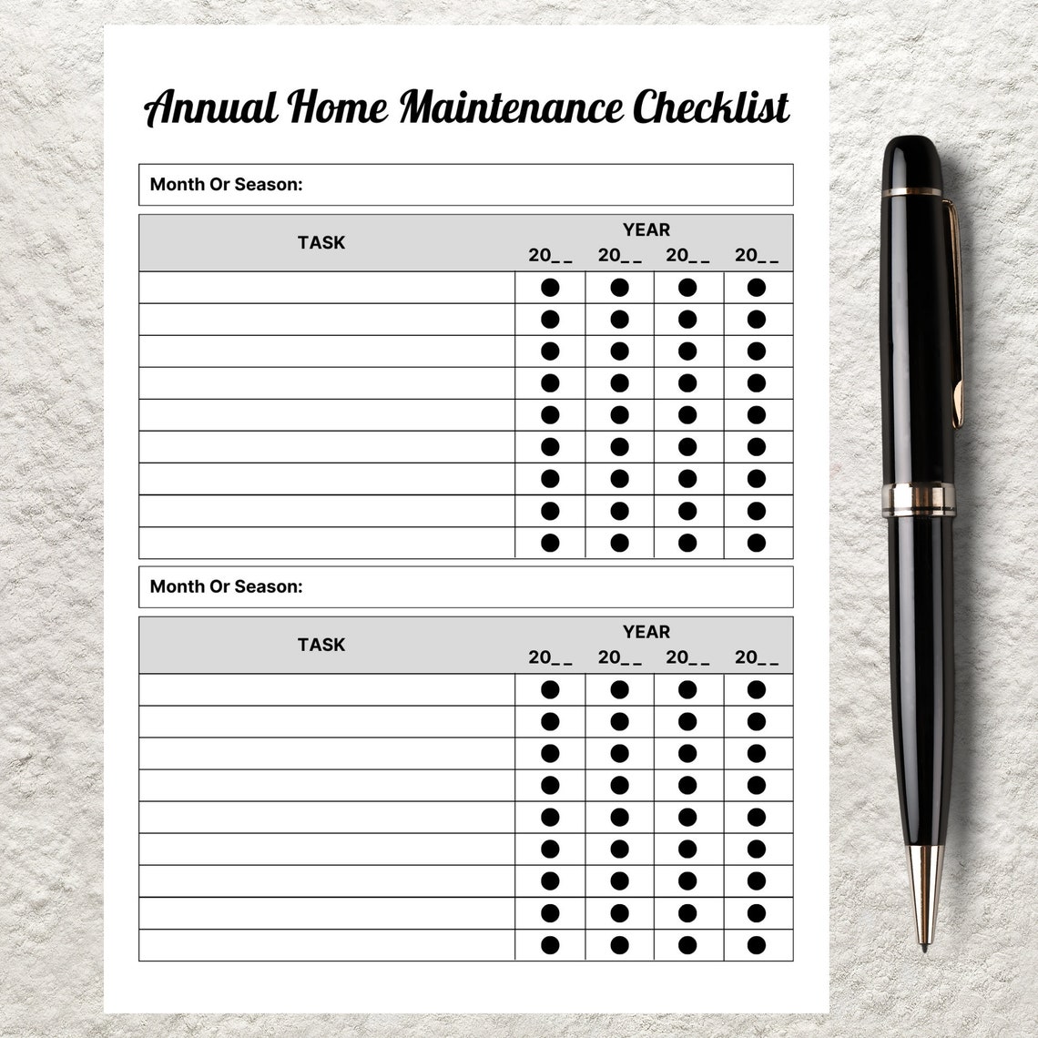 Home Maintenance Checklist Printable Editable Annual Home Maintenance ...