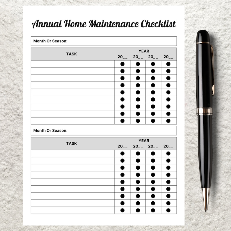 Home Maintenance Checklist Printable Editable Annual Home Maintenance ...