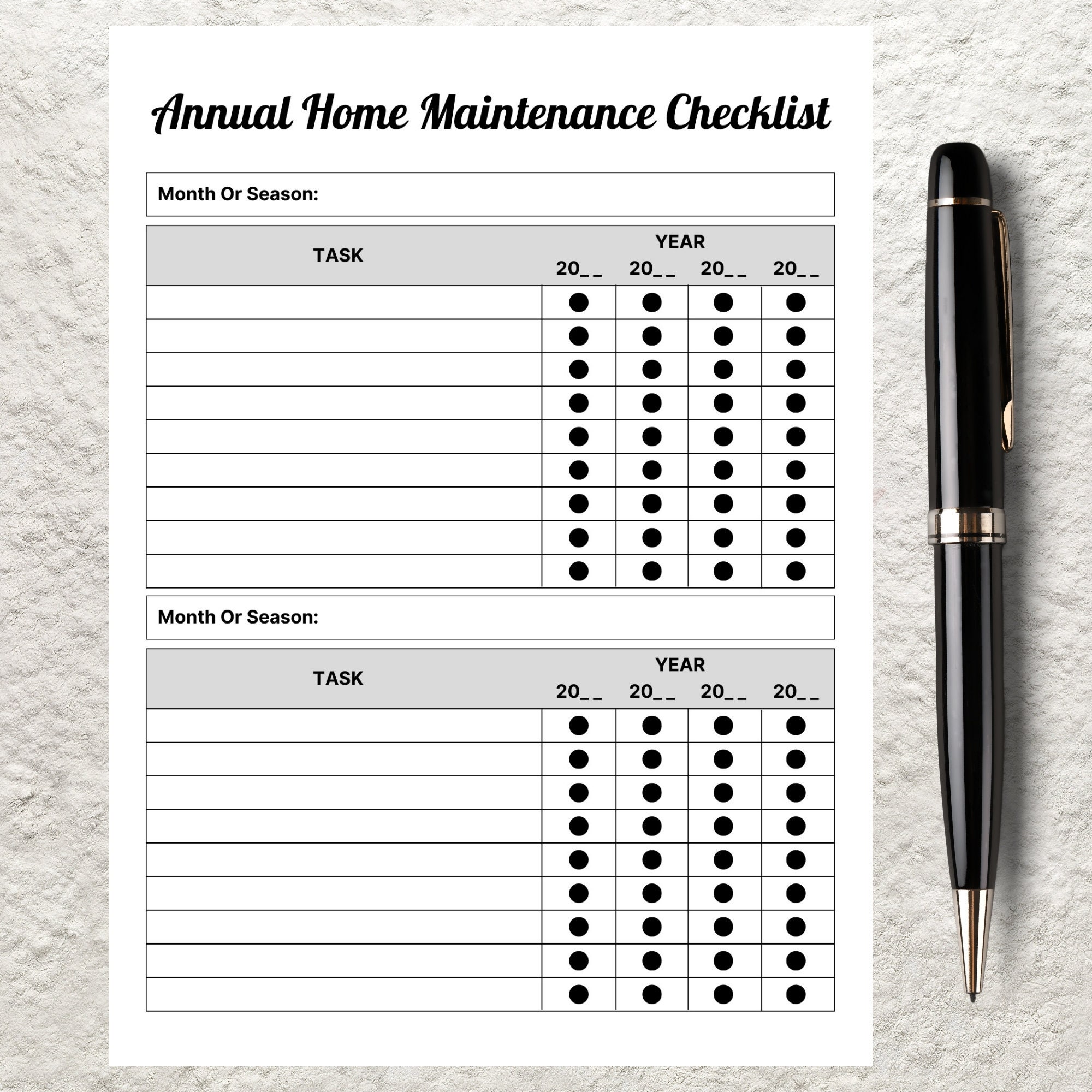 Home Maintenance Checklist Printable Editable Annual Home Maintenance ...