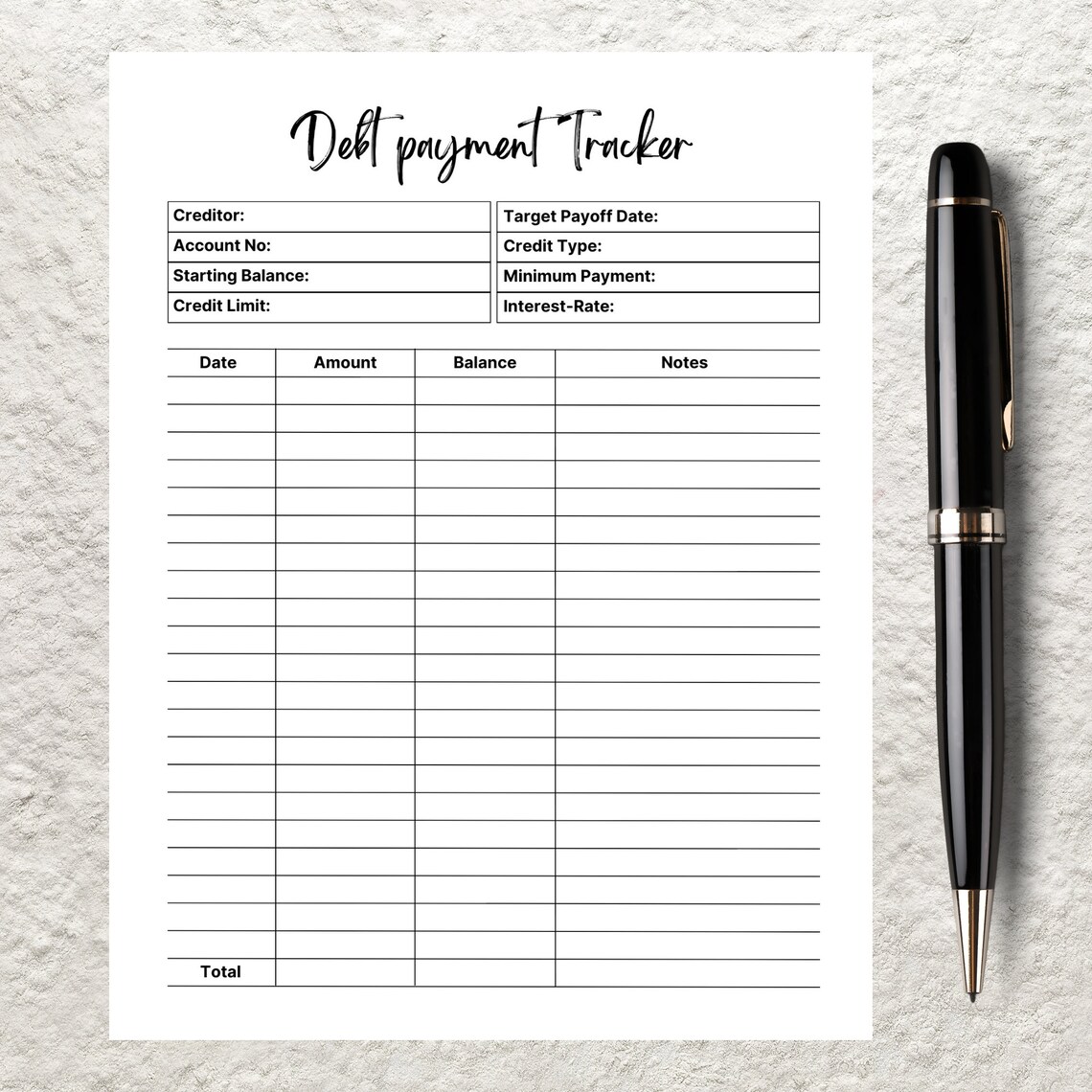 Editable Debt Tracker Printable Template (instant Download) - Etsy