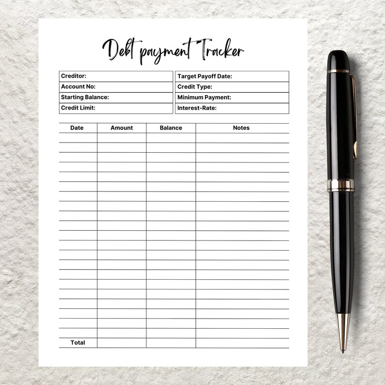 Debt Tracker Printable Template Editable Debt Payoff Tracker Debt ...
