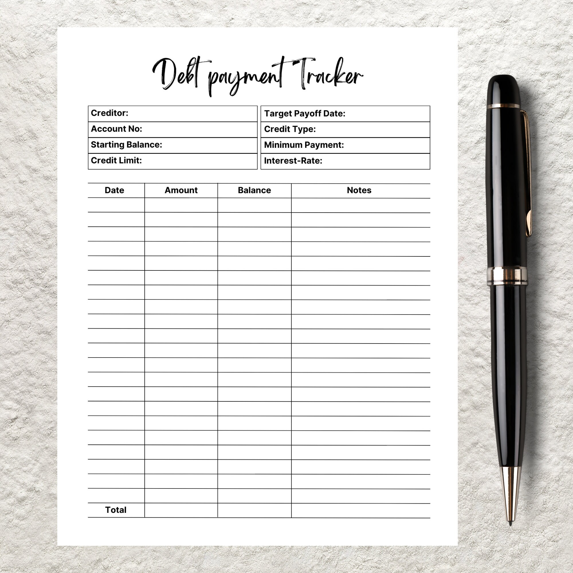 Debt Tracker Printable Template Editable Debt Payoff Tracker Debt ...