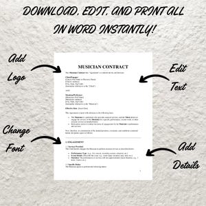 Editable Musician Contract Template: Music Performance Agreement (PDF ...
