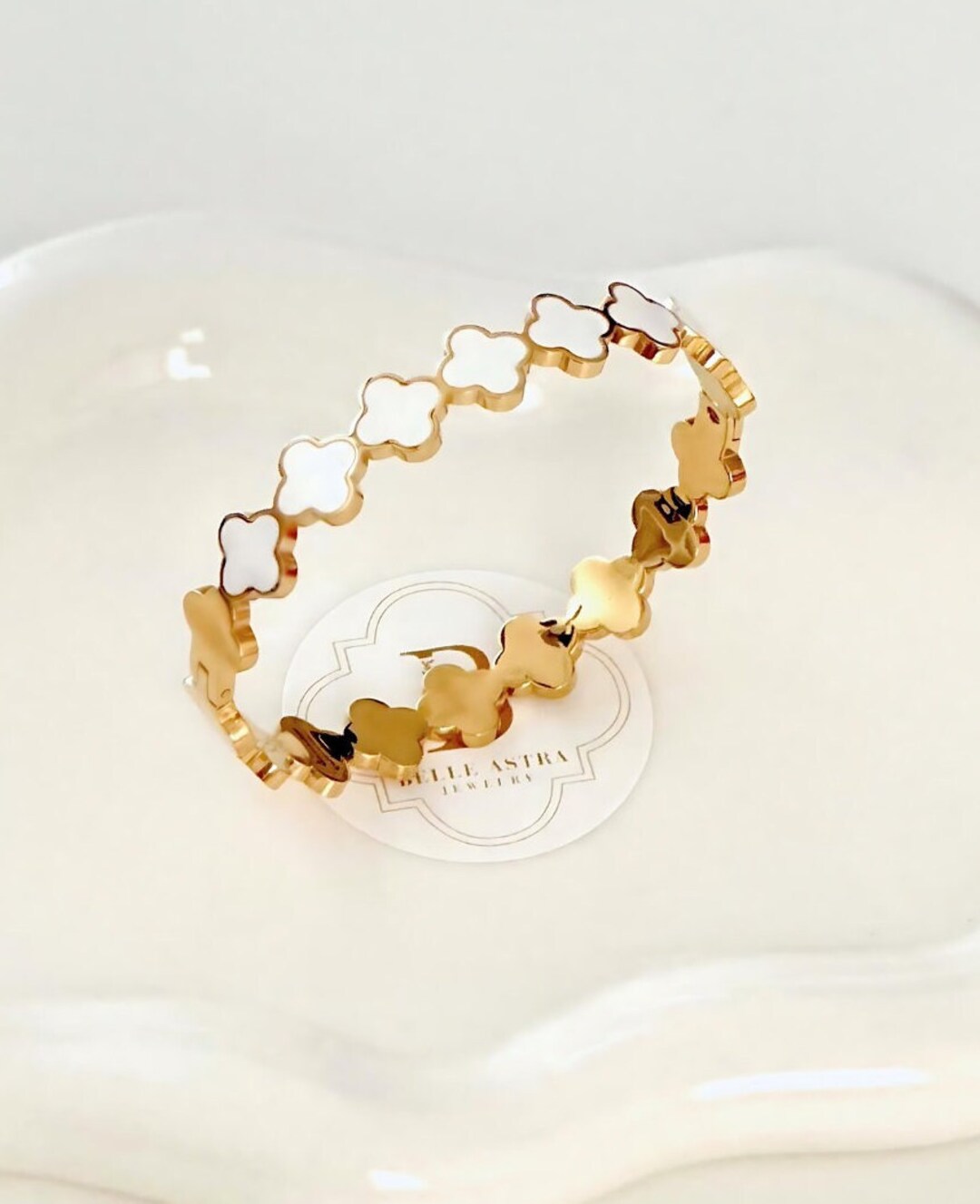 Your Jewelry 18k Gold Plated Clover Bangles Bracelets Waterproof ...