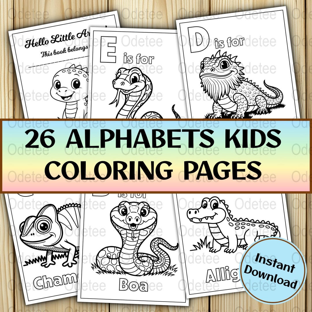 Reptile Coloring Pages, Crocodile, Turtle, Snake (downloadable PDF) - Etsy