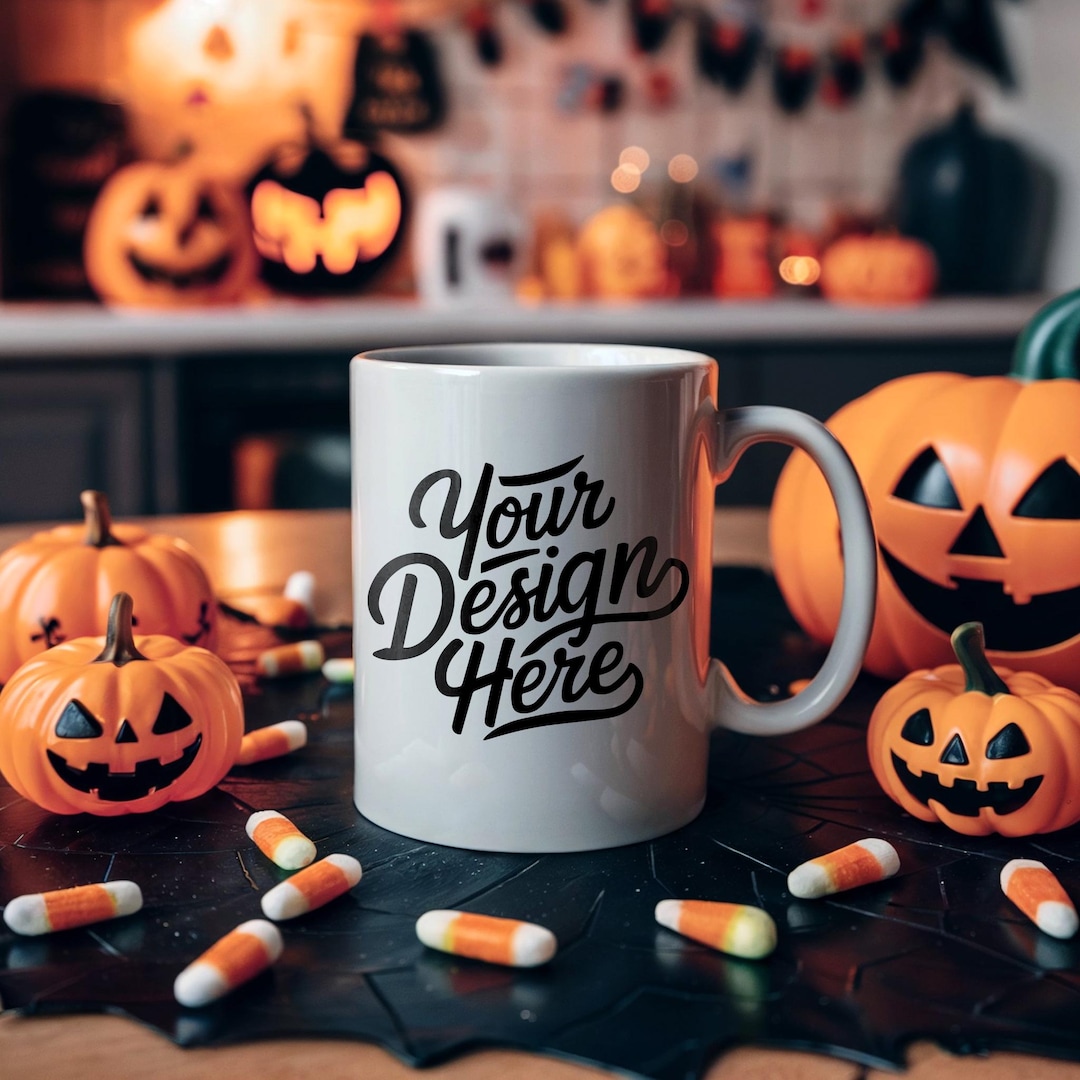 Halloween Mug Mockup, Moody Coffee Mug Mockup, Fall Spooky Mug Mockup ...