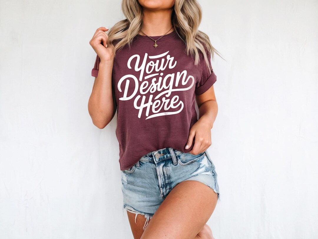 Heather Maroon Bella Canvas 3001 Mockup, BC 3001 T-shirt Mockup, 3001 ...