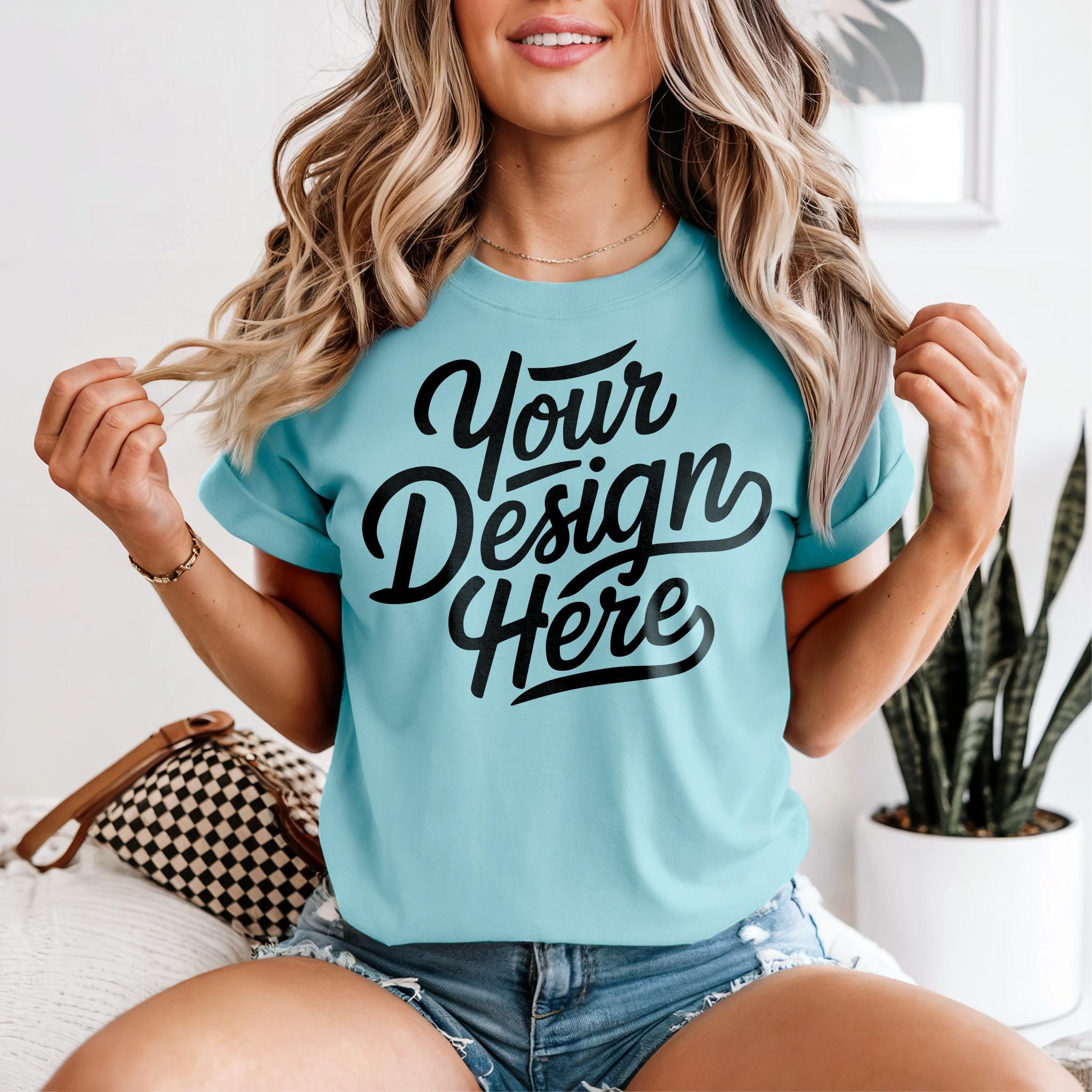 Chalky Mint Comfort Colors 1717 Mockup, Chalky Mint T-shirt Mockup ...