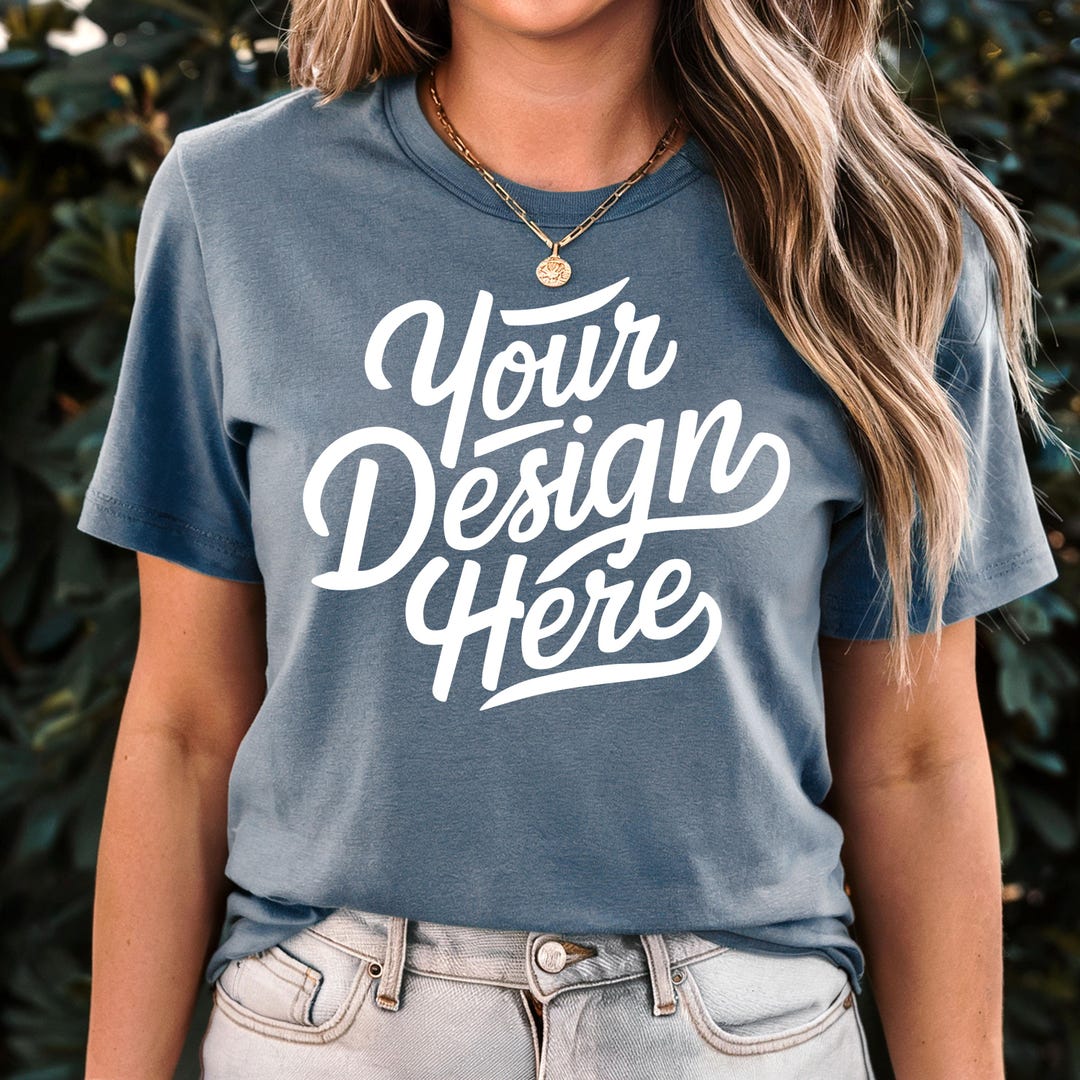 Steel Blue Bella Canvas 3001 Mockup, T-shirt Mockup, 3001 Steel Blue ...