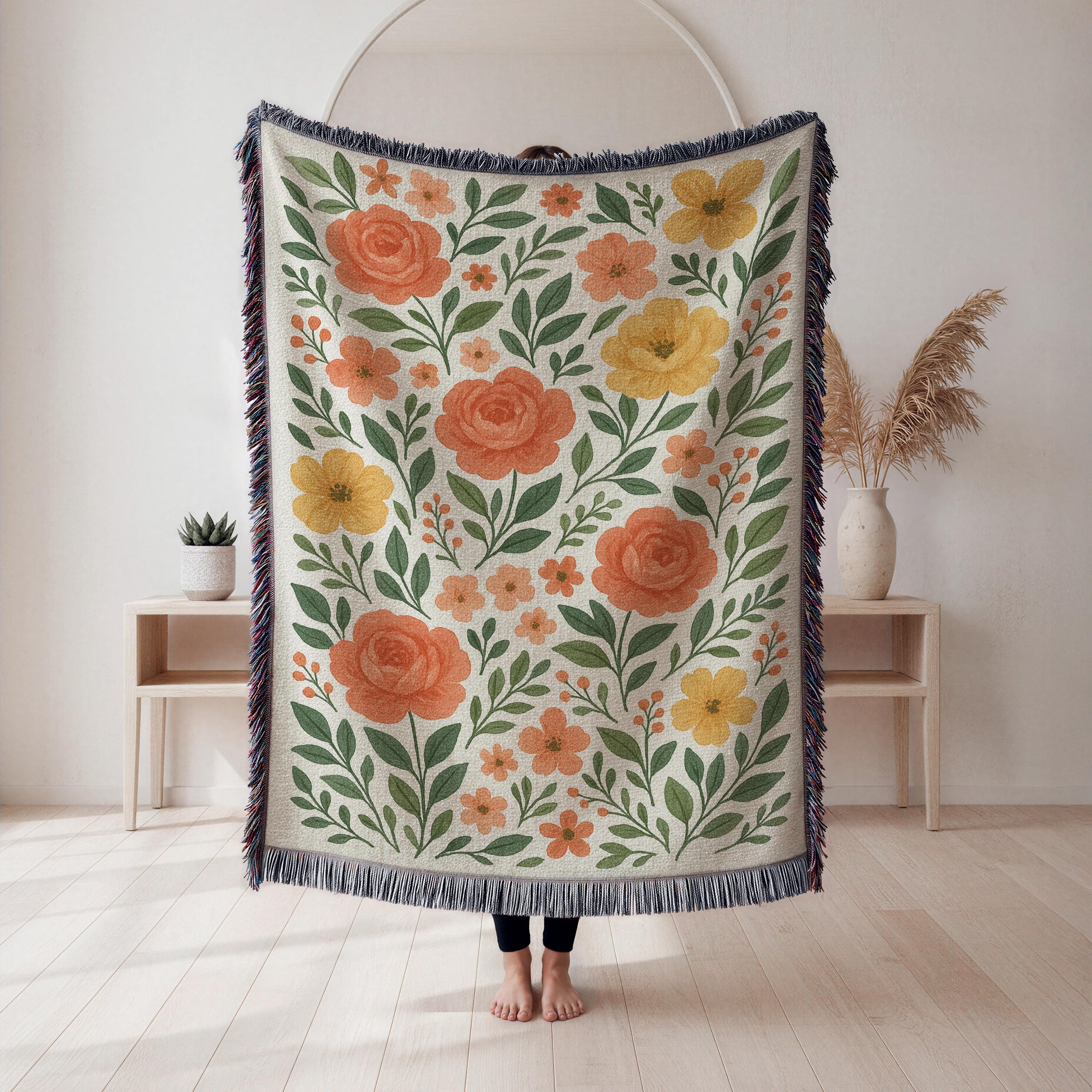Woven Blanket Photoshop Mockup, Printify Fringed Woven Blanket Template ...