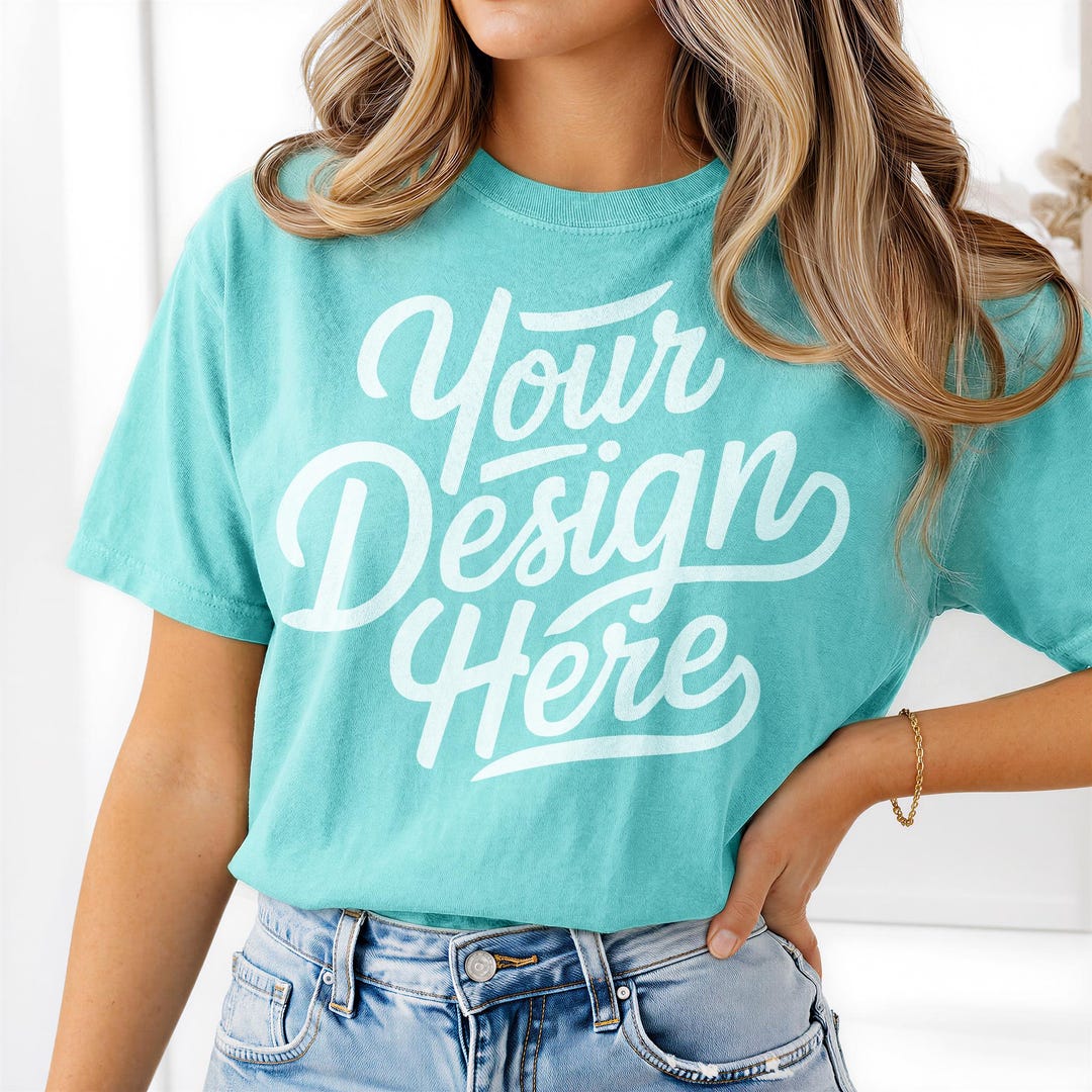 Chalky Mint Comfort Colors 1717 Mockup, Oversized Chalky Mint T-shirt ...