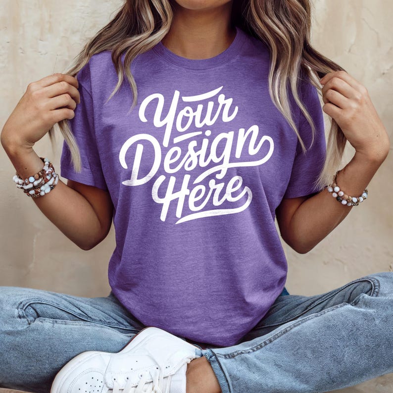 Heather Team Purple Bella Canvas 3001 T-shirt Mockup, Bella Canvas ...
