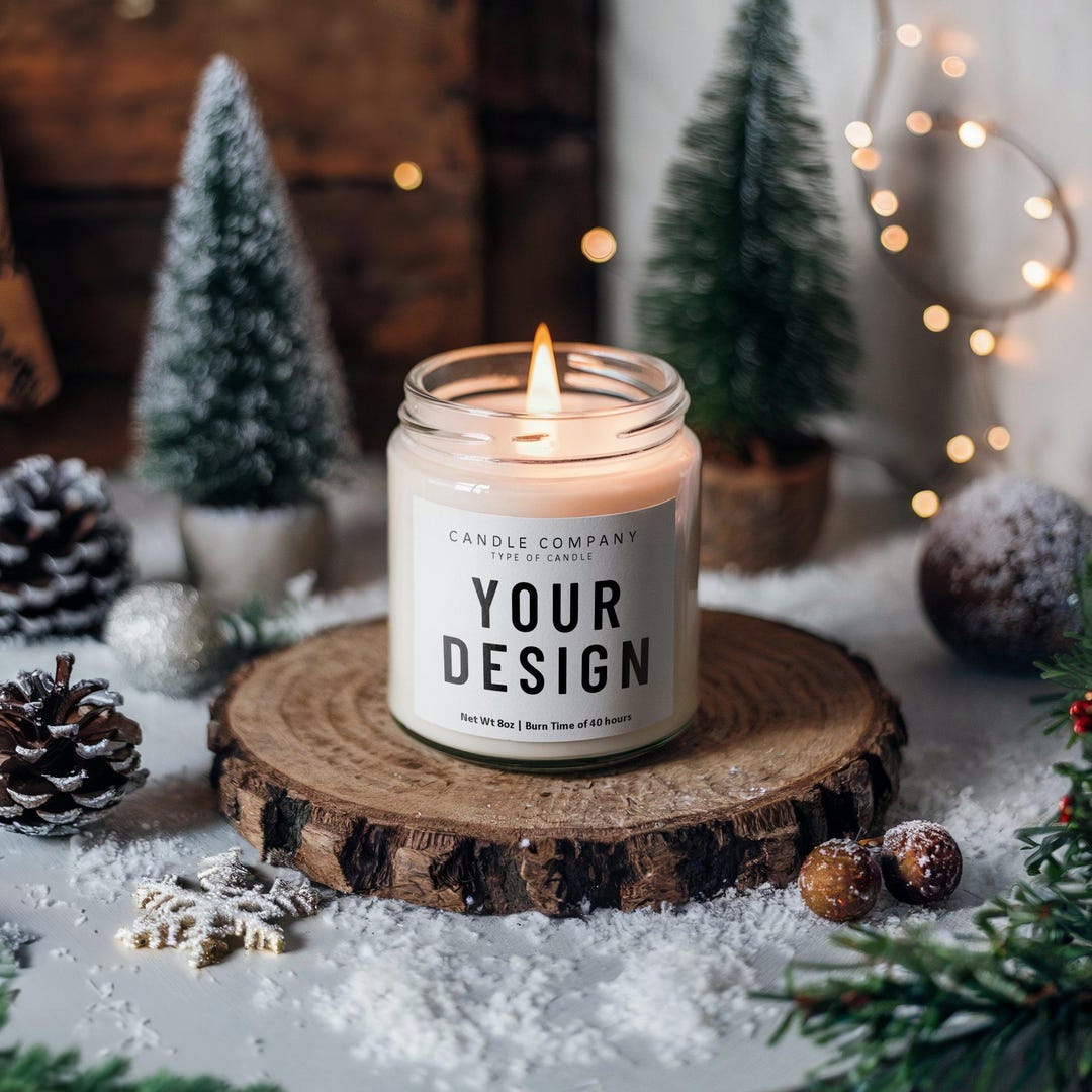 Christmas Candle Mockup, Custom Candle Mockup, POD Candle Template ...