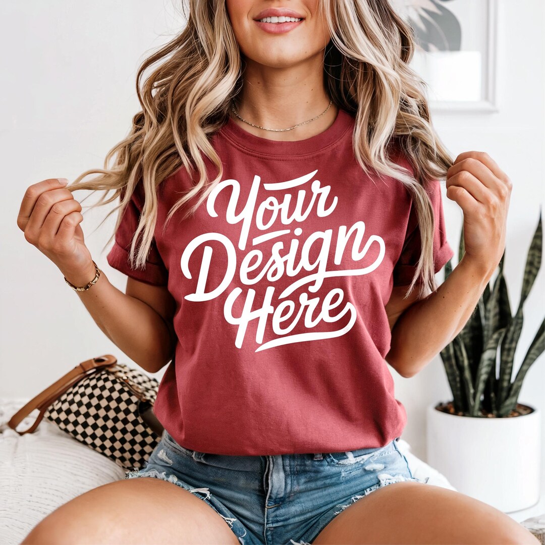 Crimson Comfort Colors 1717 Mockup, Crimson T-shirt Mockup, Comfort ...