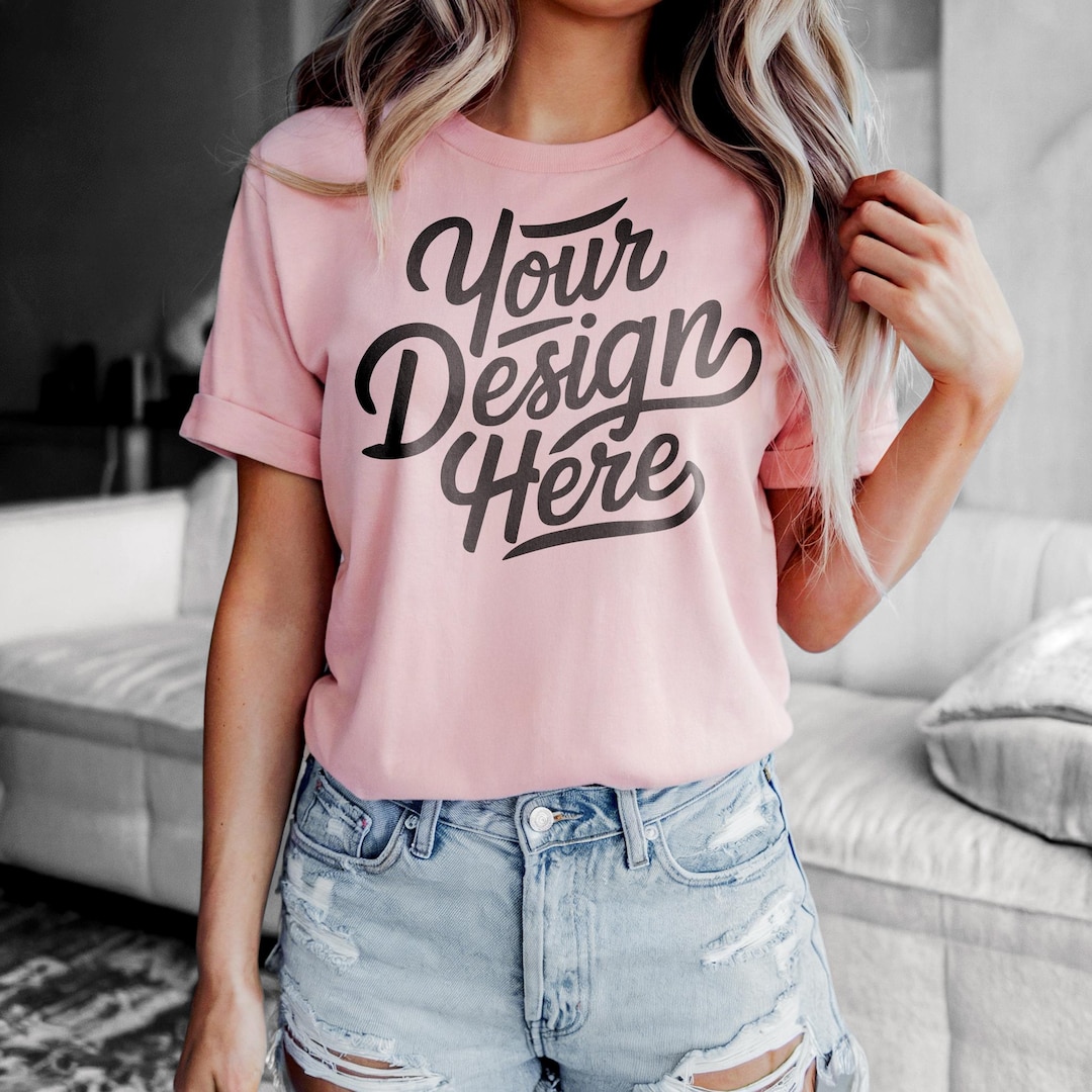 Soft Pink Bella Canvas 3001 T-shirt Mockup - Bella Canvas Shirt Mockup ...