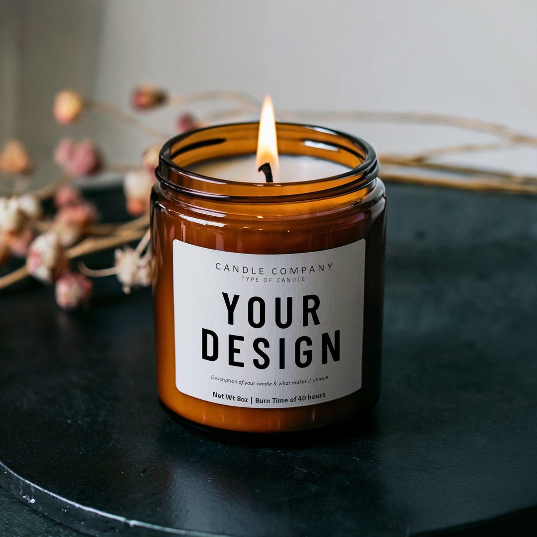 Amber Candle Mockup, Clean Candle Mockup, Custom Candle Mockup, Candle ...