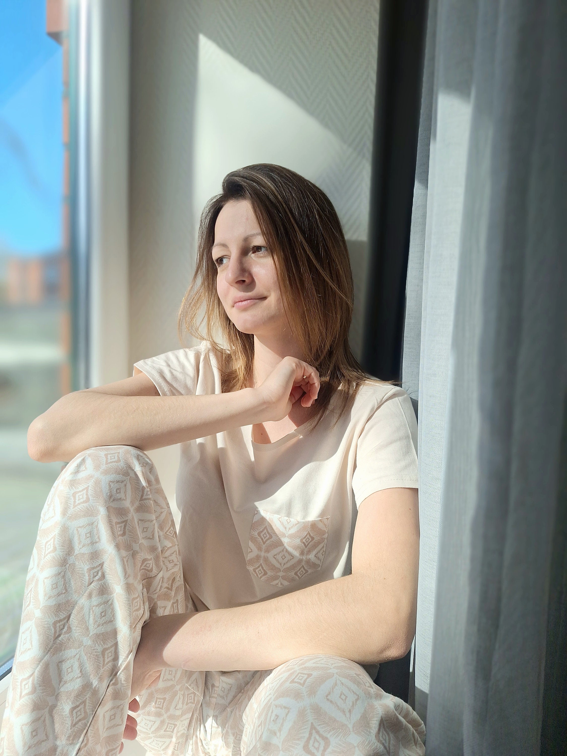 Beige Women's Pajama Set With Pants Begie Pajama Women's Pajamas ...