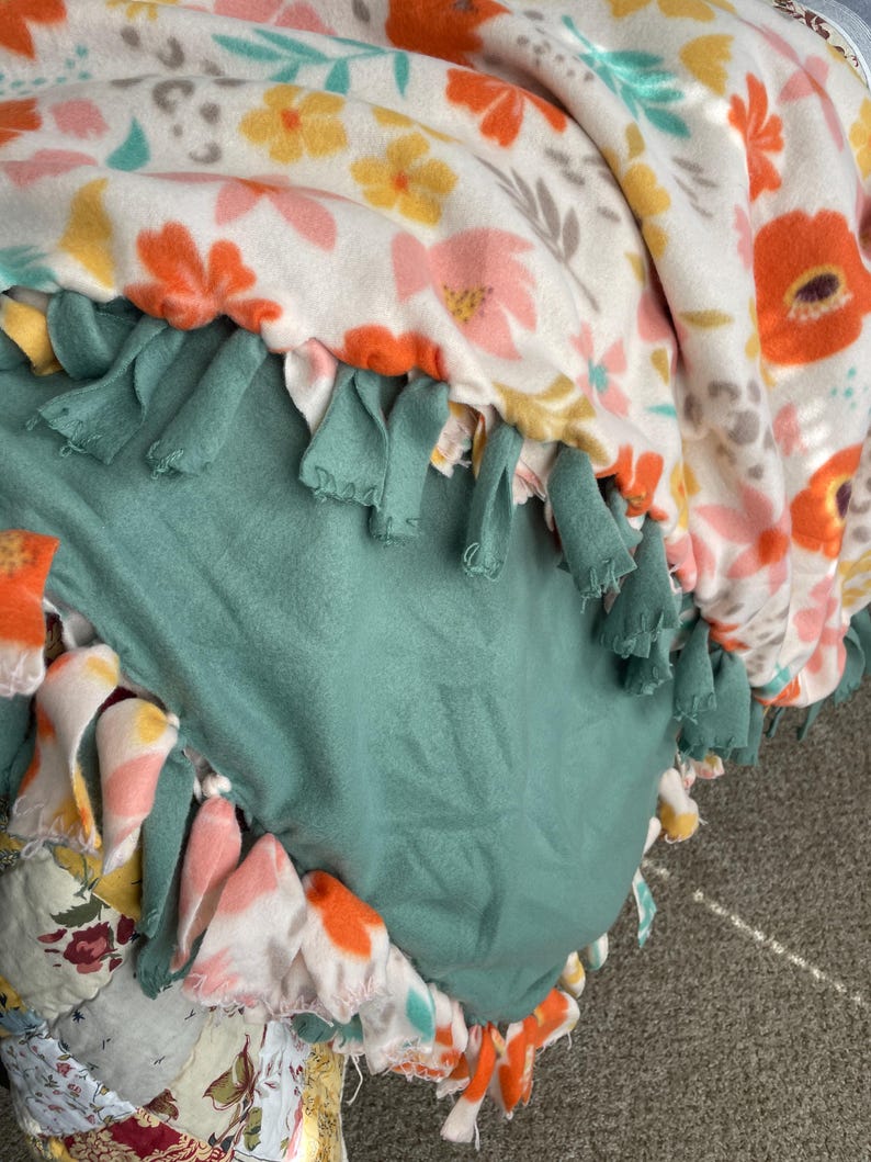 Handmade Floral Fleece Tie Blanket - Cozy Spring and Easter Throw ...