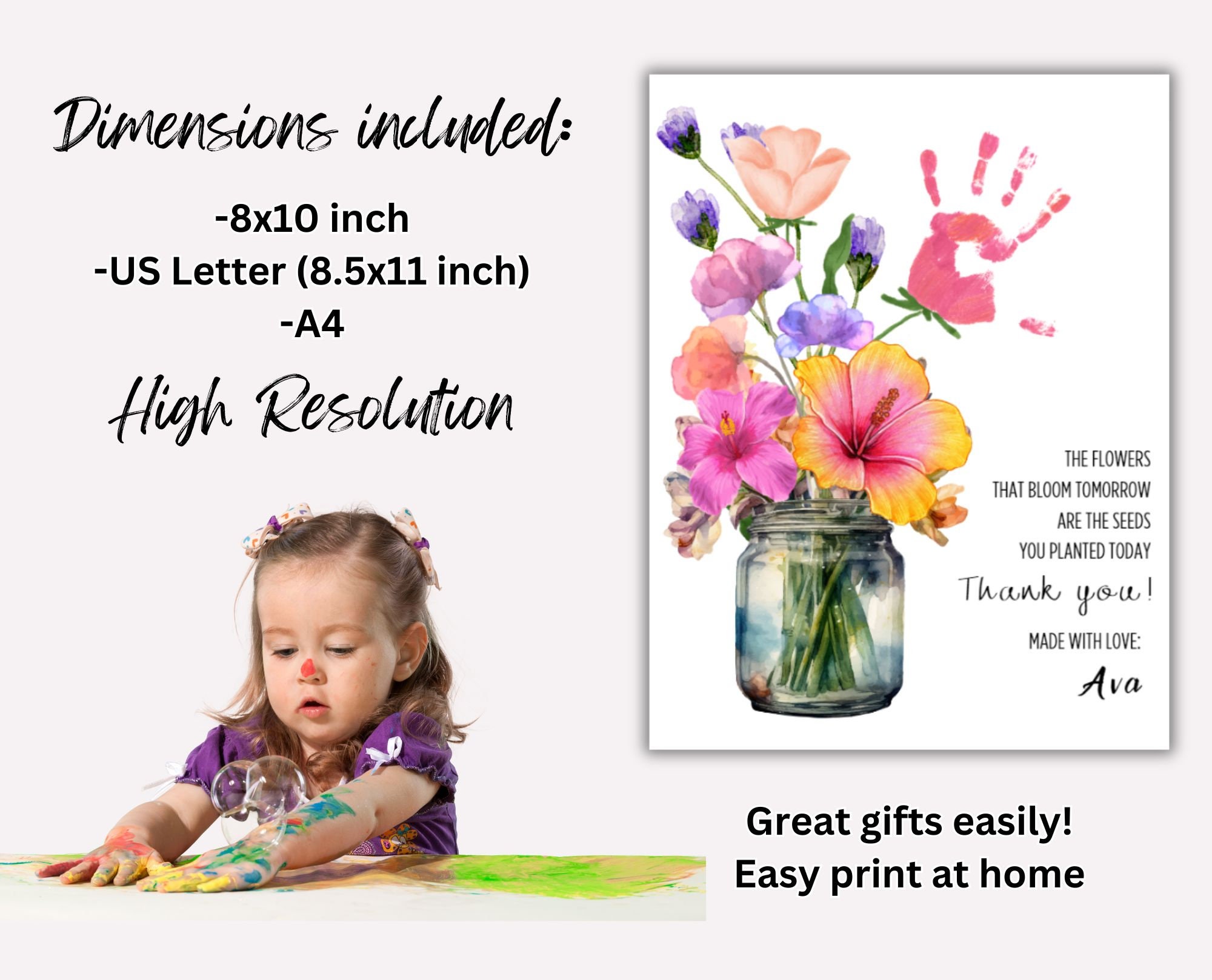Teacher Appreciation Gift Handprint Art Instant Download. Printable ...