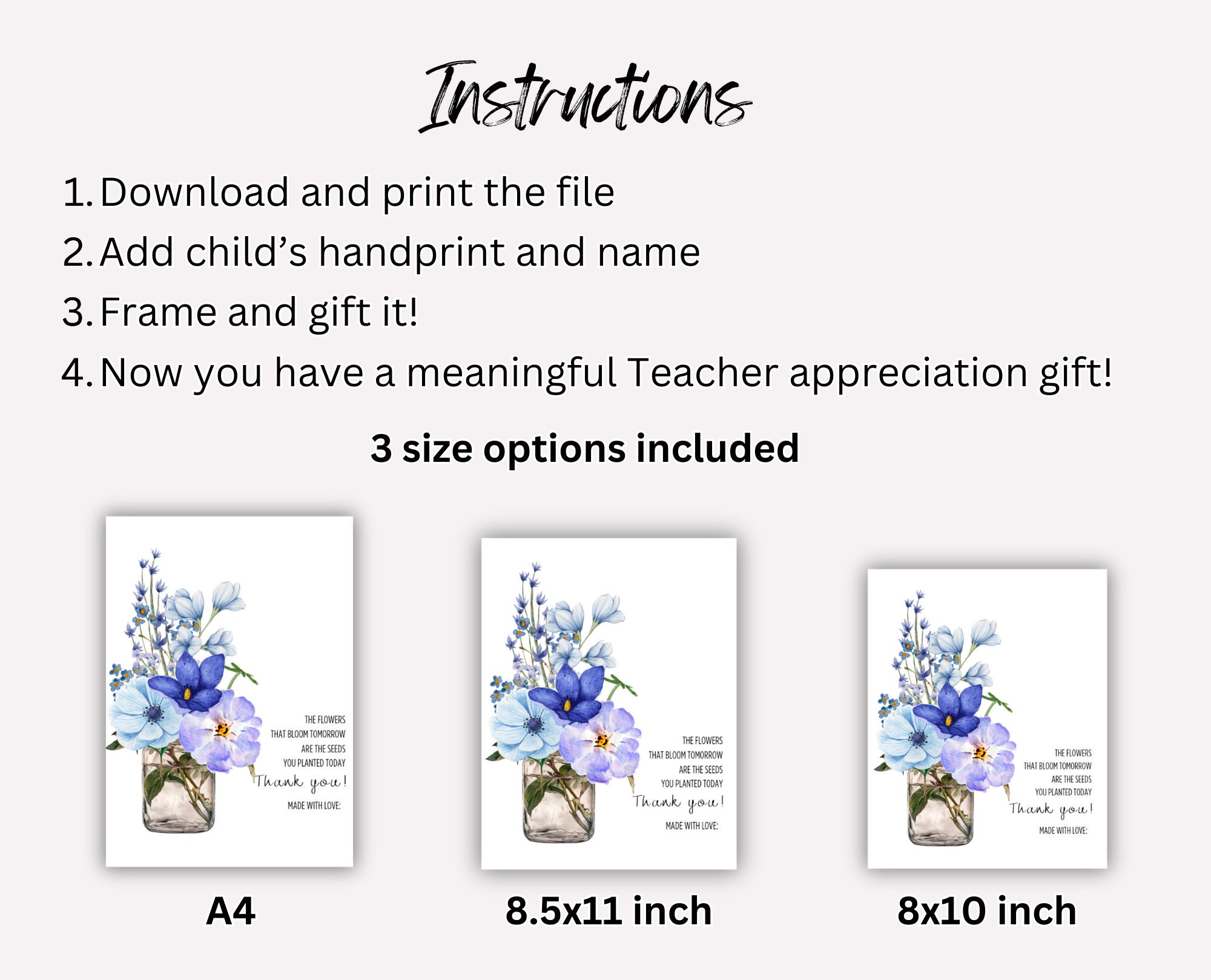 Teacher Appreciation Gift Handprint Art Instant Download. Printable ...