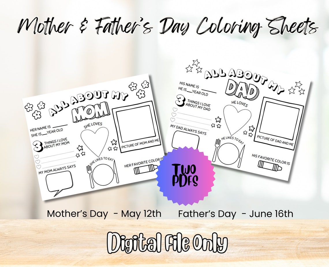 Mother's Day, Father's Day Printable, All About My Mom, All About My ...