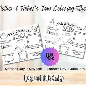 Mother's Day, Father's Day Printable, All About My Mom, All About My ...