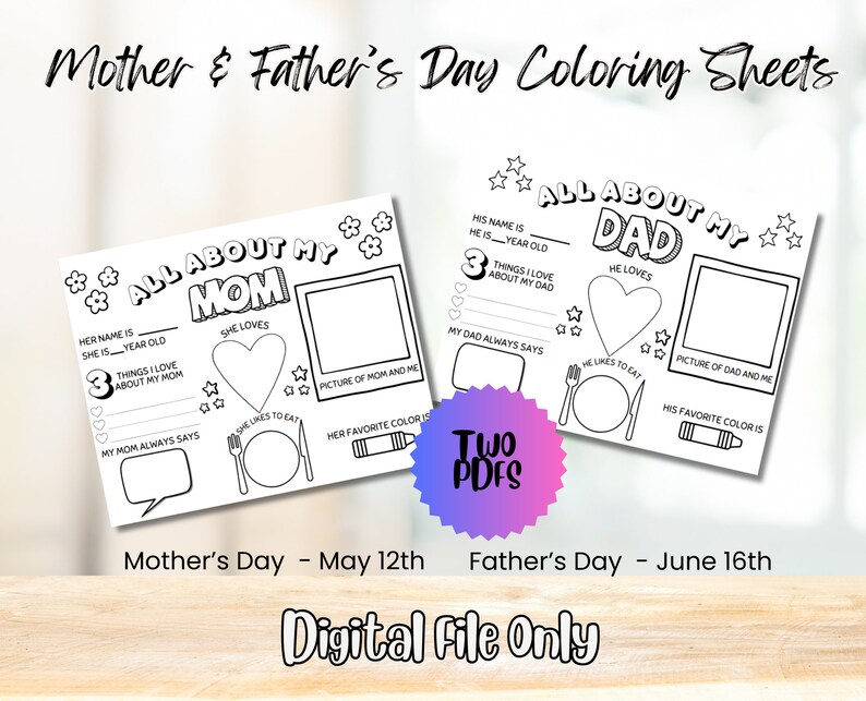 Mother's Day, Father's Day Printable, All About My Mom, All About My ...